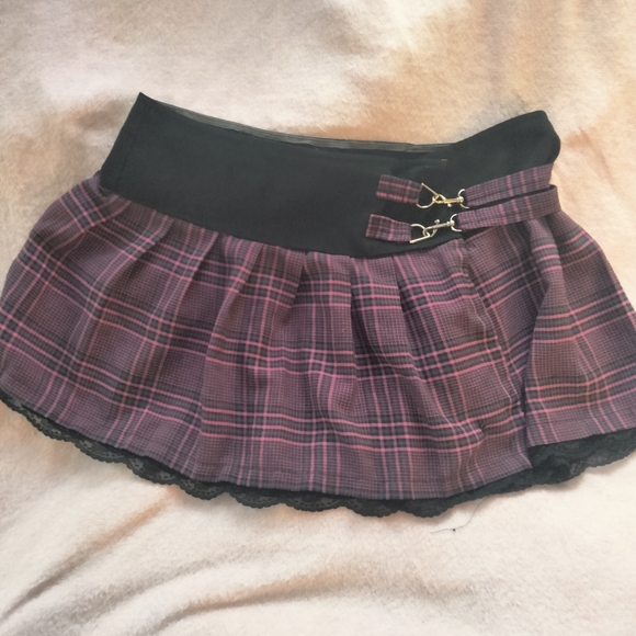 Morbid Threads | Skirts | Morbid Threads Purple Plaid Mini Skirt With ...